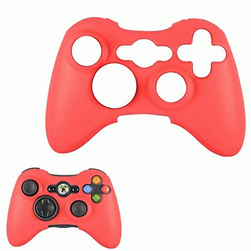 RED SKIN XBOX 360 CONTROLLERS WITH FREE CONTROLLER STICK COVERS BLACK ...