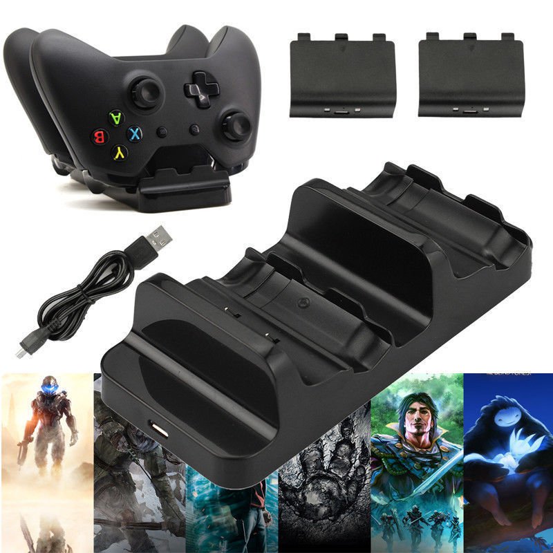 Xbox One Dual Controller Charger Dock Charging Station 2 Rechargeable ...