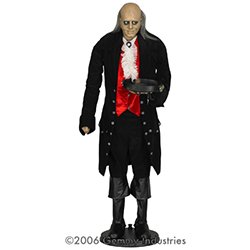 Animated Creepy Butler with Black Outfit & Little Hair (6 ft.)