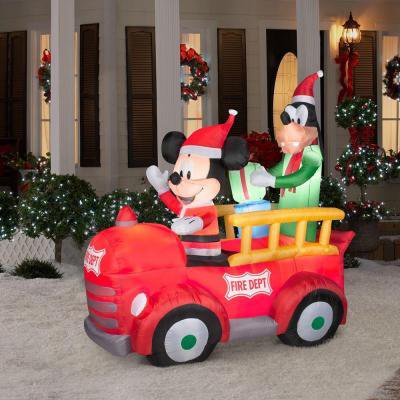 Disney Holiday Airblown Inflatable -Mickey and Goofy in Fire Truck