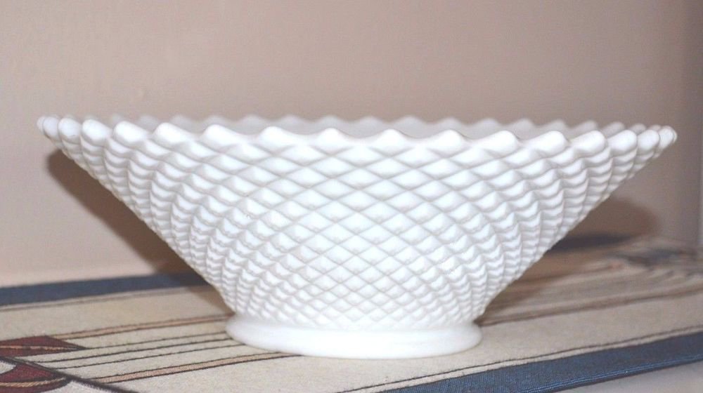 Westmoreland Diamond Sawtooth Hobnail Milk Glass Large White Serving ...