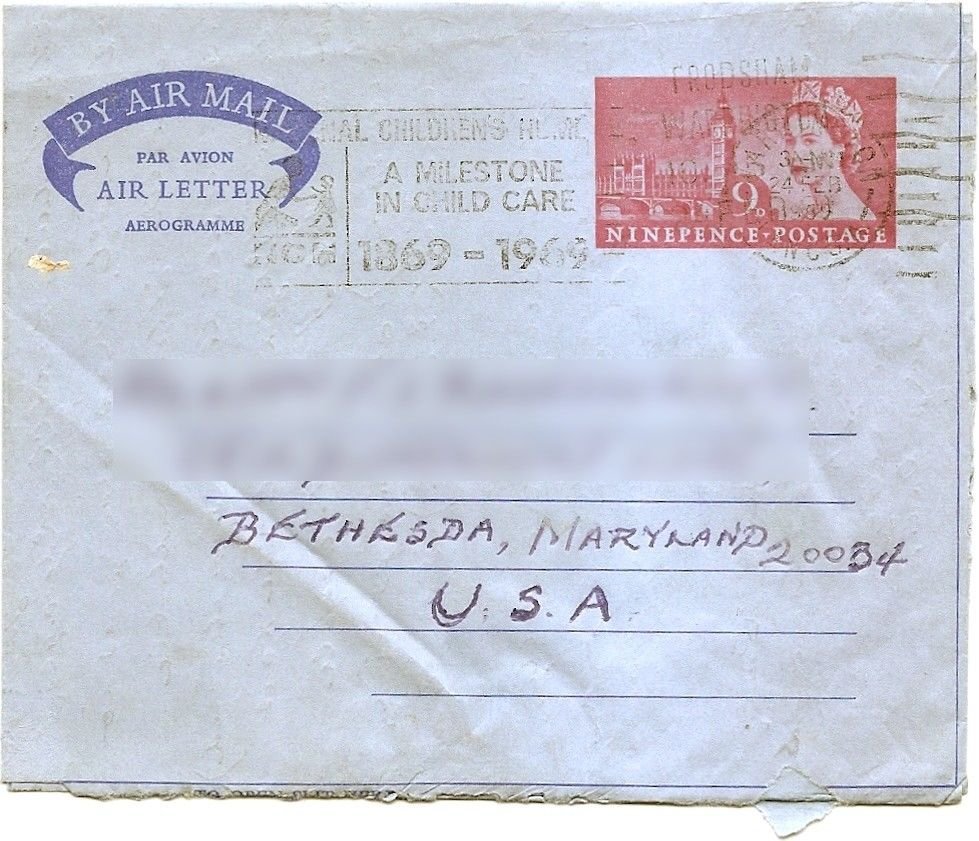 GREAT BRITAIN UK Aerogramme Air Letters 6d / 9d Westminster Used to USA