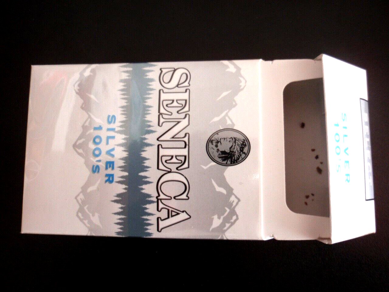 EMPTY Cigarette Collectible SENECA Silver 100s Hard Flip-top Box - pristine