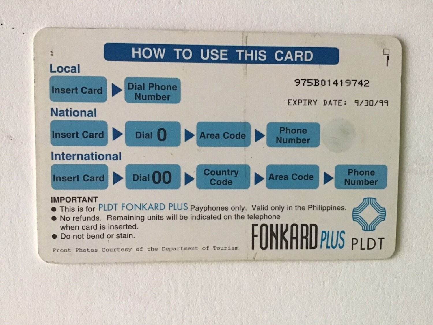 Telecard Card PHILIPPINES PLDT Tourism festivals 100 Pesos 1997 - Used ...