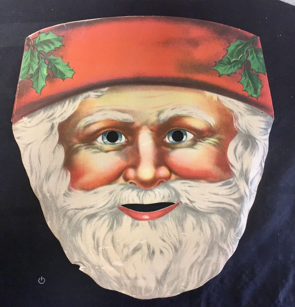 SANTA CLAUS PAPER MASK Vintage Victorian Type DIE-CUT Eyes Nose Mouth ...