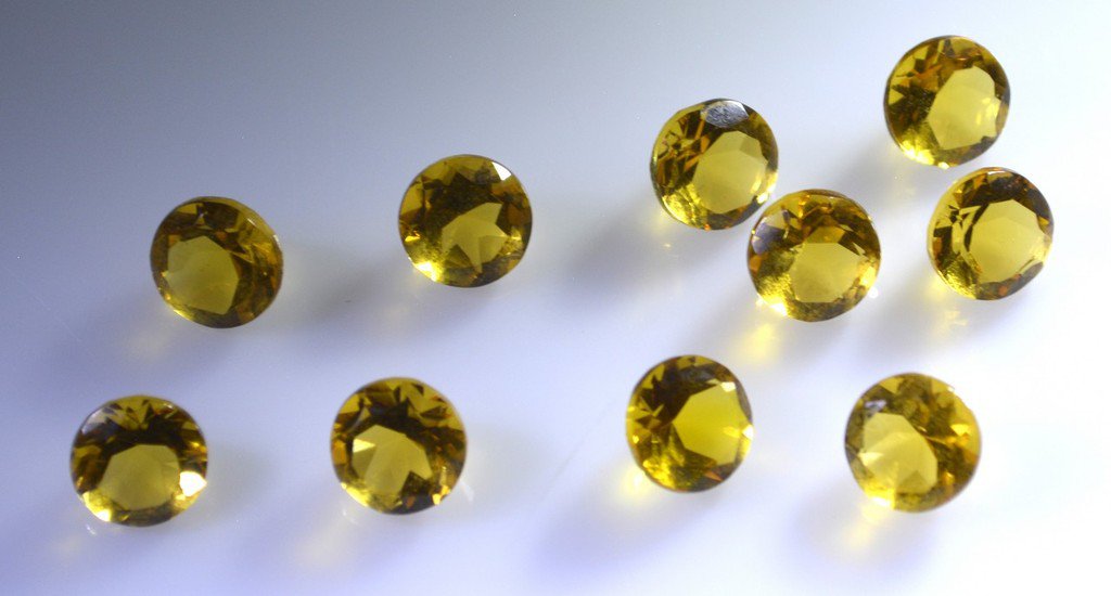 Citrin cz loose Stone 1 Pieces 8 x 8 mm Round Yellow faceted Gemstone