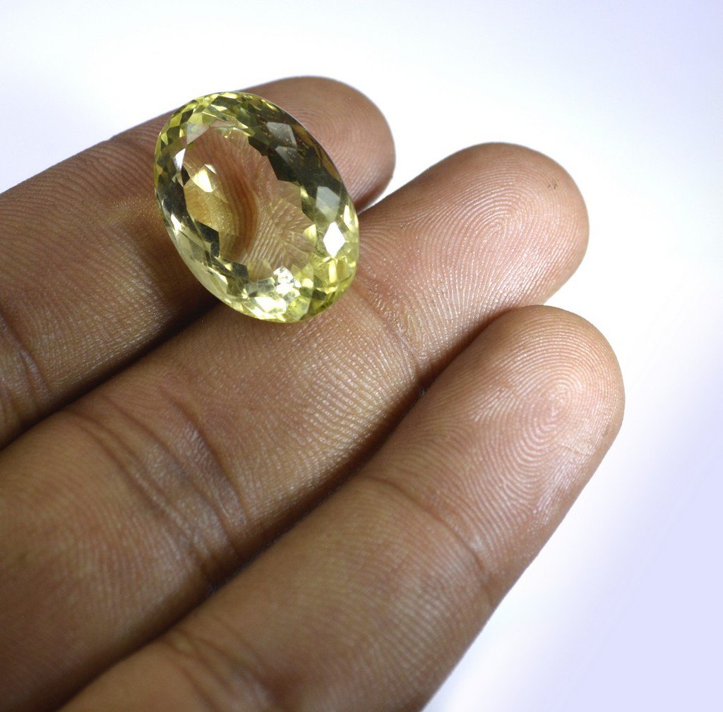 lemon Quartz loose Stone 1 Pieces 16 x 20 mm Oval Yellow faceted Gemstone