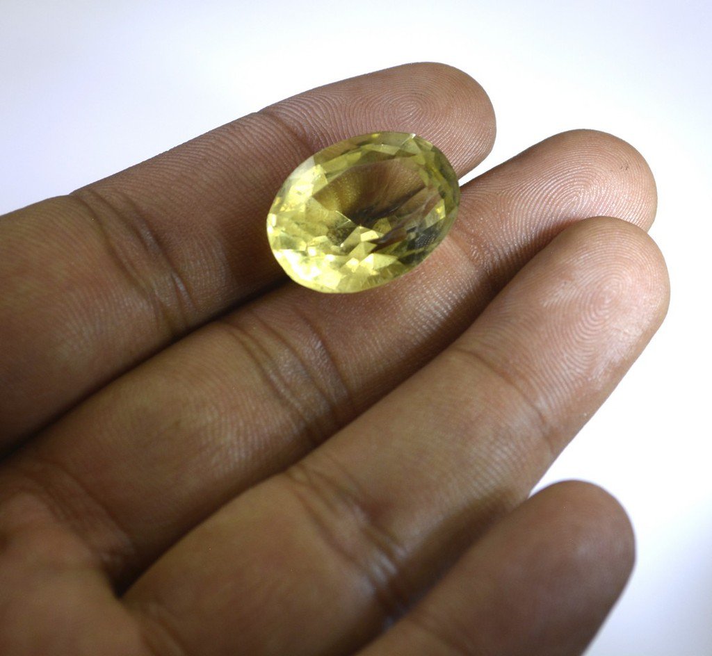 lemon Quartz loose Stone 1 Pieces 13 x 19 mm Oval Yellow faceted Gemstone