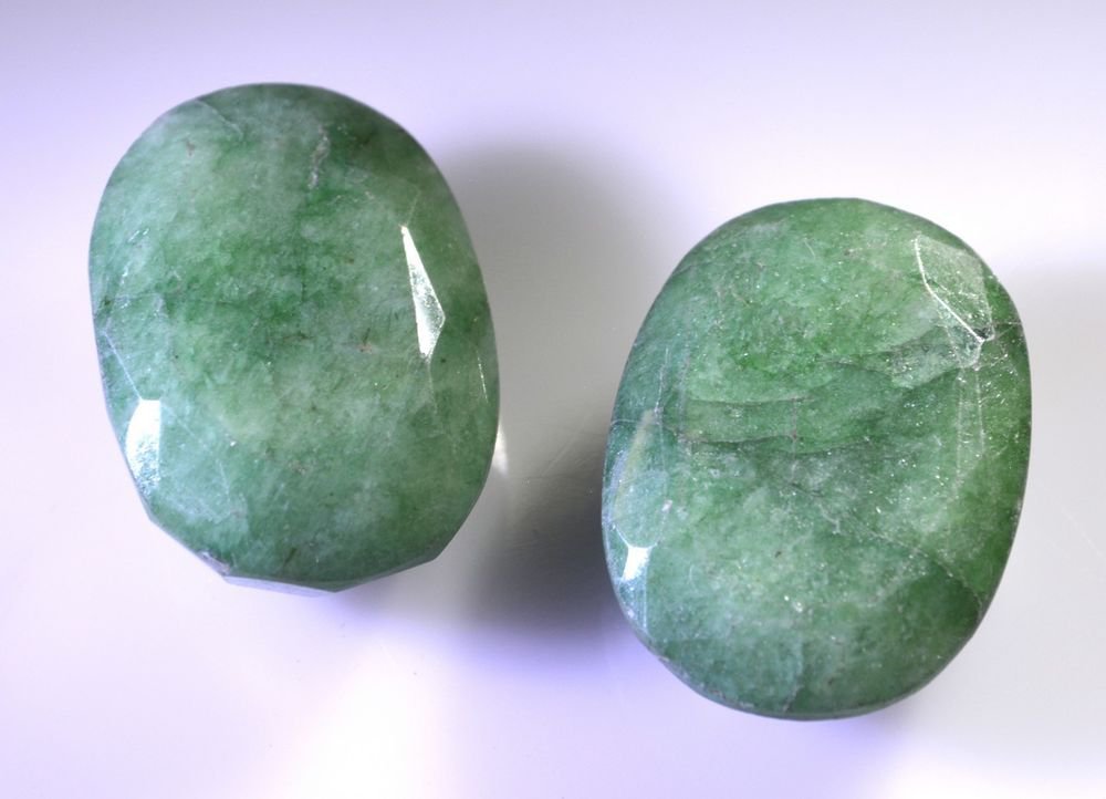 Indian emerald loose Stone 1 Pieces 19 x 25 mm Oval Green faceted Gemstone