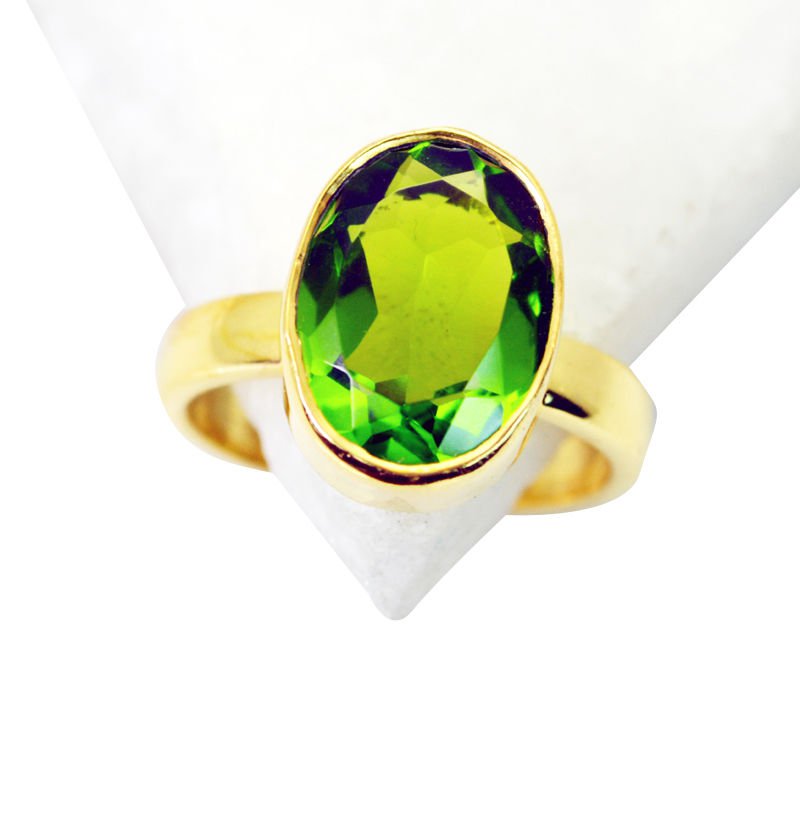 Riyo Peridot Cz 18k Y.G. Plated Mori Ring Sz 8 Gprpecz8-100010