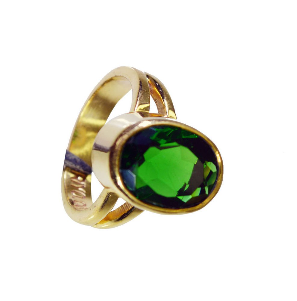 Emerald Cz 18 Kt Gold Platings Gimmal Ring