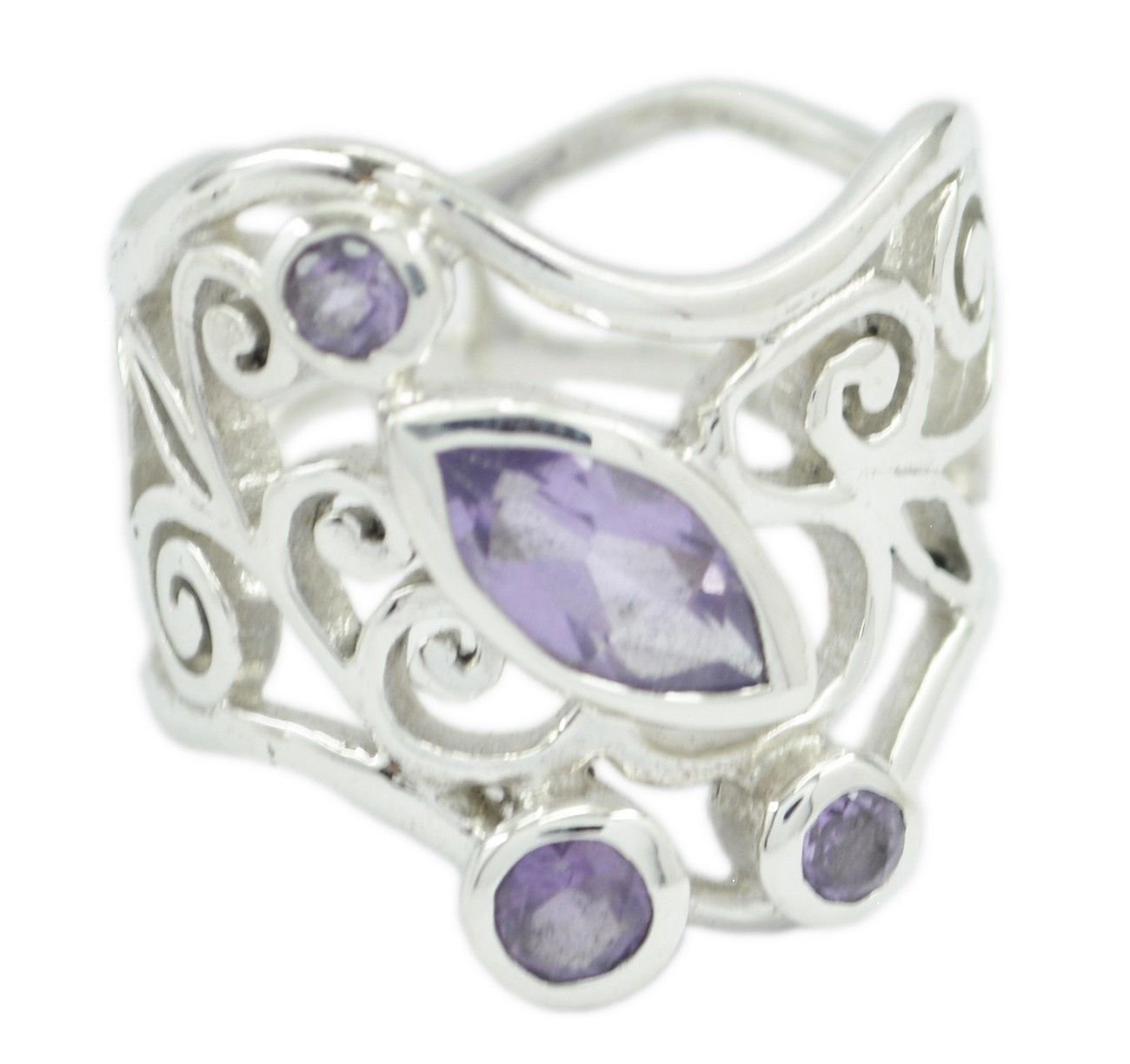 captivating genuine Amethyst Purple Gemstones Silver Ring gift good ...