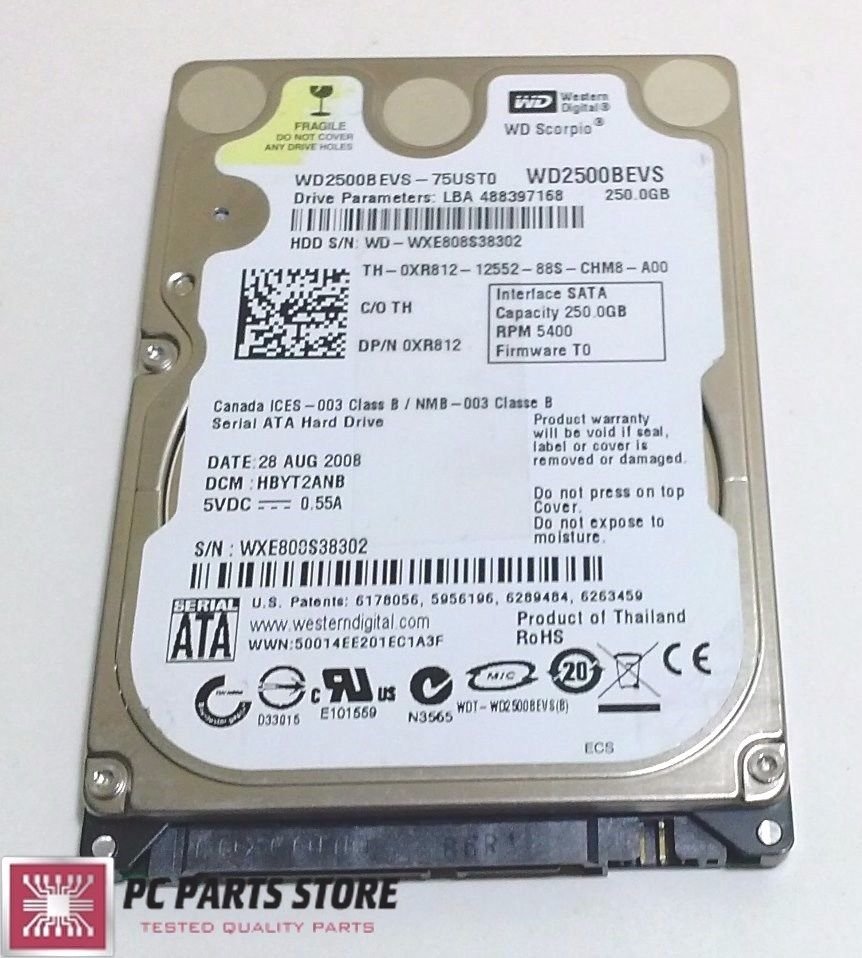 Western Digital 250GB 2.5 WD2500BEVS-75UST0 2061-701499-600 AG FOR ...