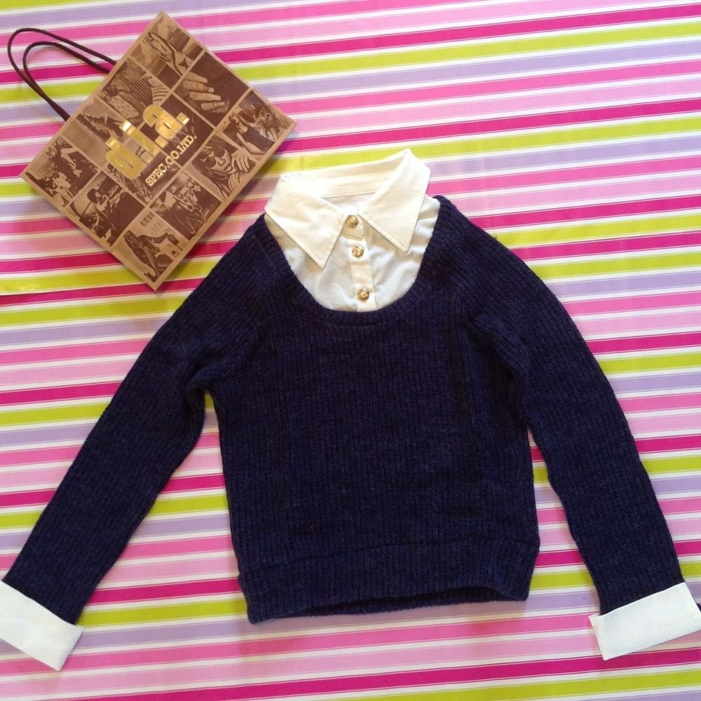 DIA Blue Gyaru Sweater Japanese School Style D.I.A. Gal Fashion