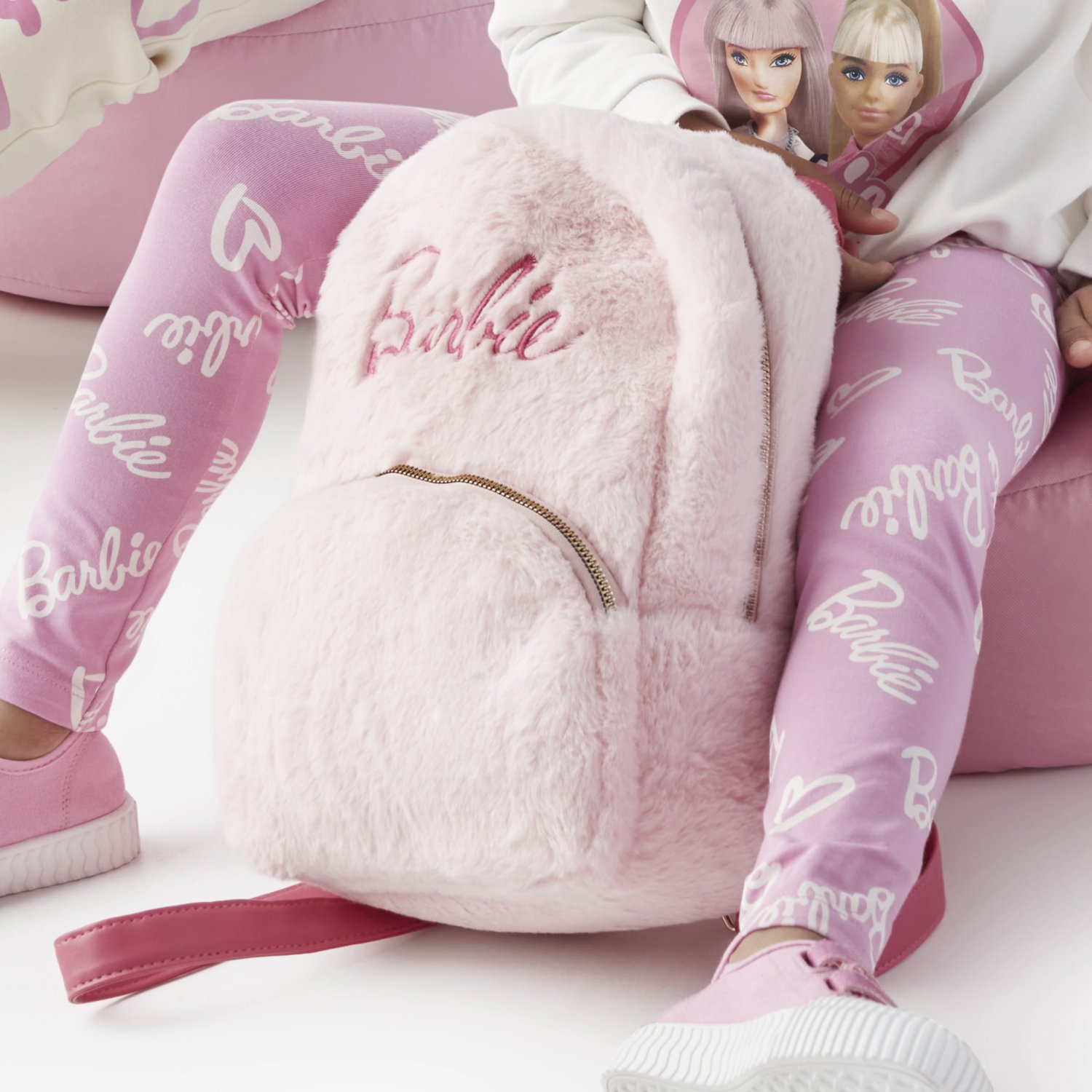 Pepco Barbie Mattel Womens Pink Fluffy Backpack