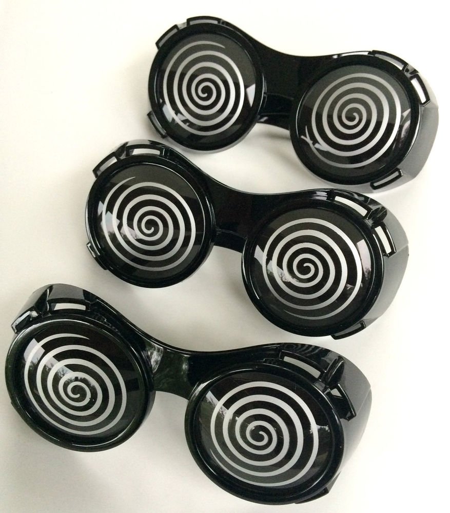3 X RAY HYPNO GLASSES Funny HYPNOTIC Sun Costume Swirl XRAY Movie Black ...