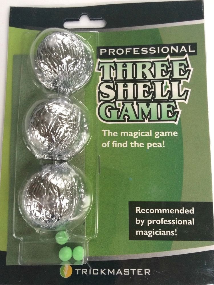 PRO THREE SHELL GAME 3 Set Magic Trick Bar Bet RUBBER PEAS Silver Nut ...