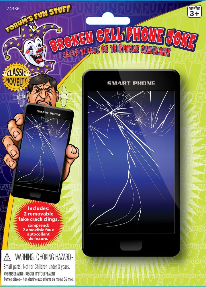 2 FAKE CRACKED BROKEN CELL PHONE SCREENS Scratch Decal Sticker Cling ...