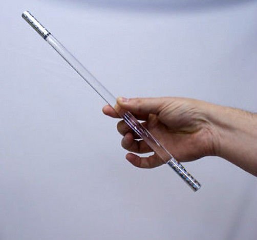 Deluxe CLEAR LUCITE MAGIC WAND 14" Magician Wizard Trick Silver Mylar ...
