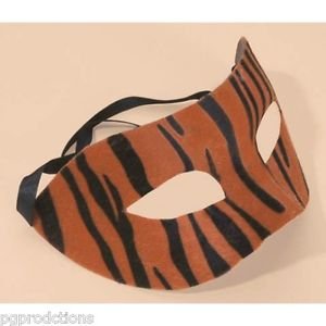 TIGER HALF MASK Animal Stripes Print Masquerade Zoo Adult Halloween ...