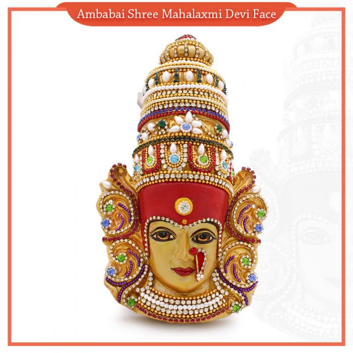 GOLDEN AMBABAI SHREE MAHALAXMI DEVI MUKHOTTA FACE FOR LAXMI PUJA VRAT