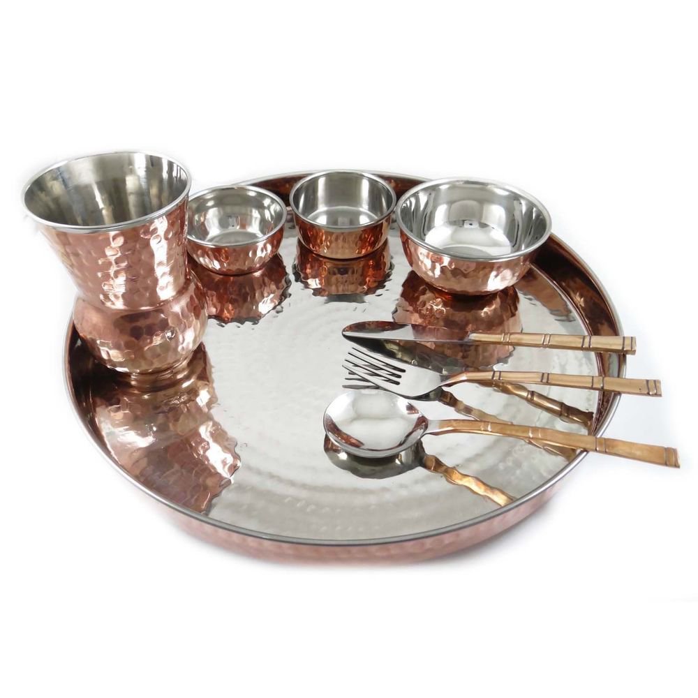 Traditional Indian Special Copper & Stainless Steel Made dinner set ...