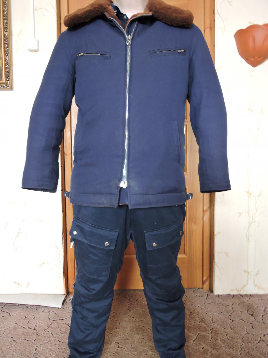 USSR Soviet Pilot Air Force Fur coat Winter Jacket 1975+ Suit Pants Gifted