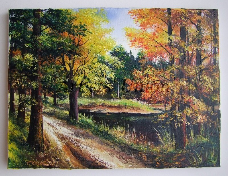 Fall Landscape Original Oil Painting Autumn Impasto Art Forest River ...