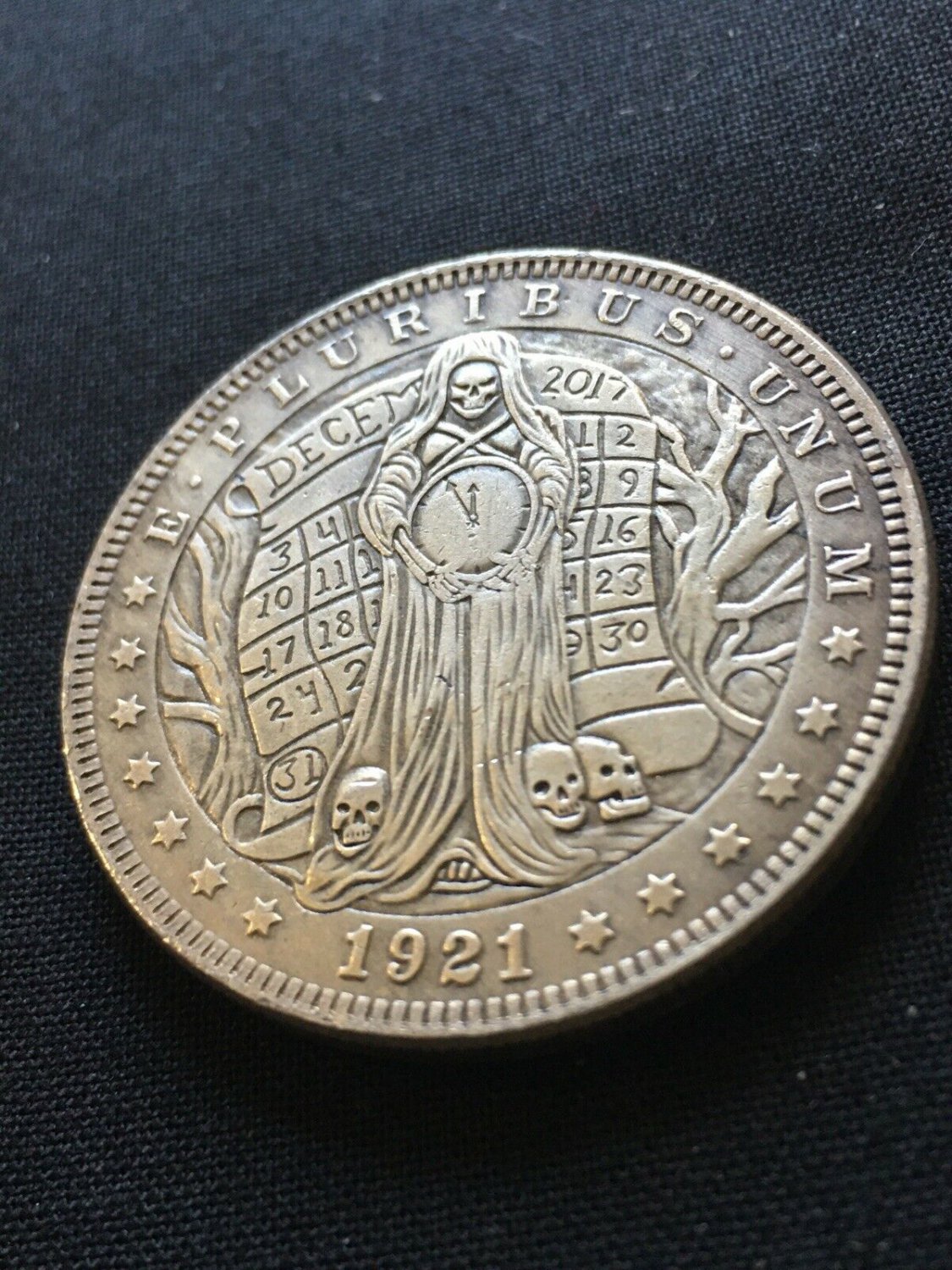 GRIM REAPER Times Up Skull Novelty Good Luck Heads Tails Challenge Coin ...