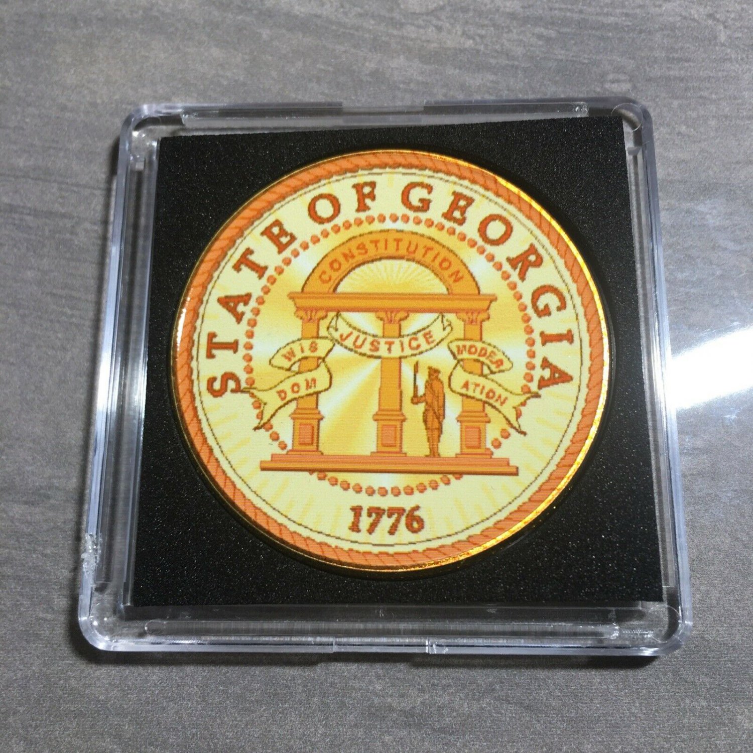 GEORGIA State Seal Challenge Coin Colorized USA w/Case #387