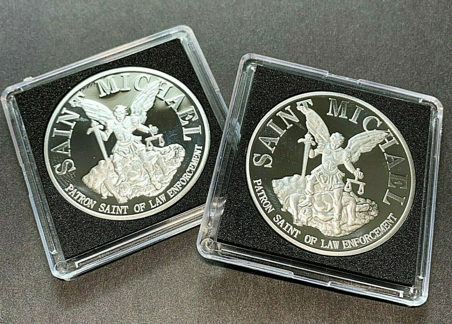 2X Police Challenge Coin Law Enforcement St Michael Catholic Christian ...