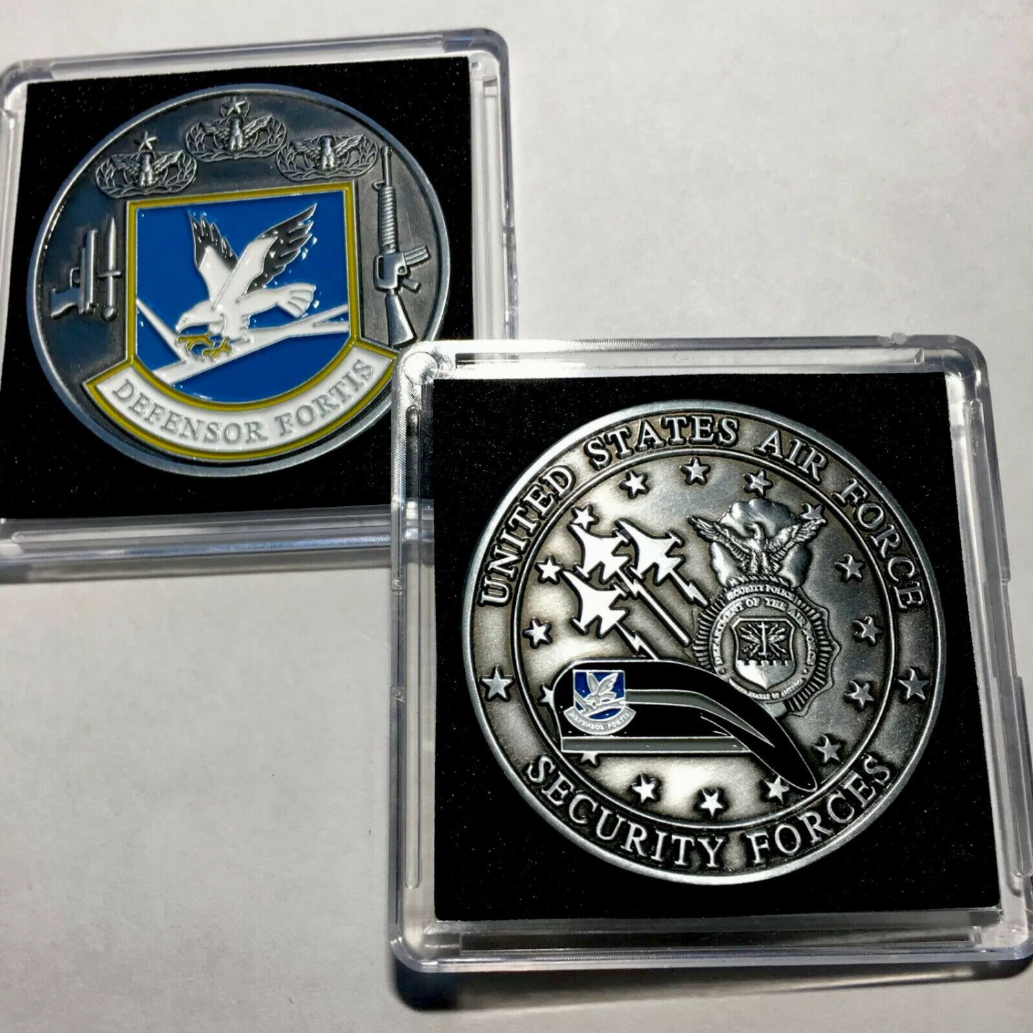 USAF CHALLENGE COIN US AIR FORCE SECURITY POLICE MILITARY w Case