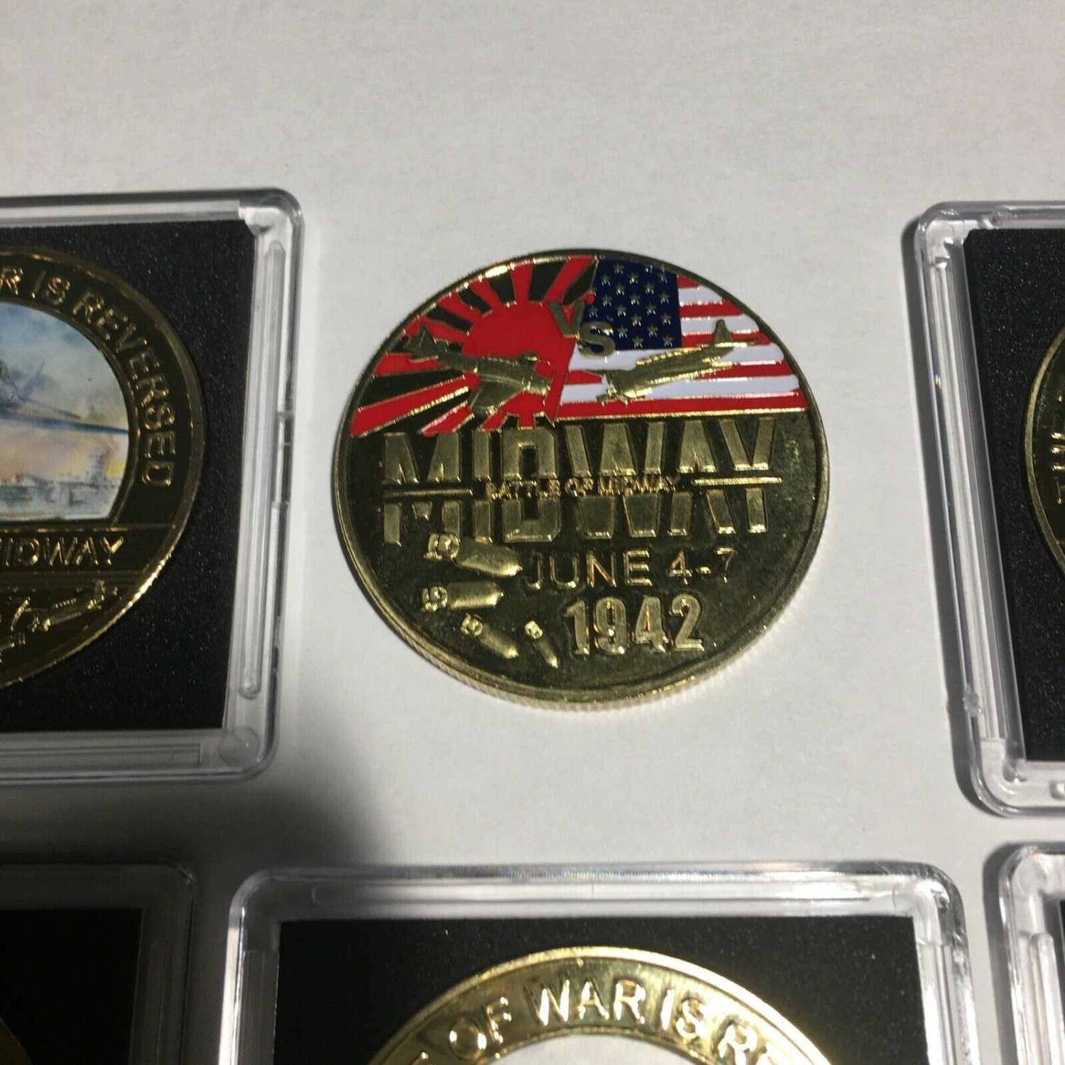 WW2 BATTLE OF MIDWAY 5 CHALLENGE COIN SET June 4-7 1942 w/cases FREE ...