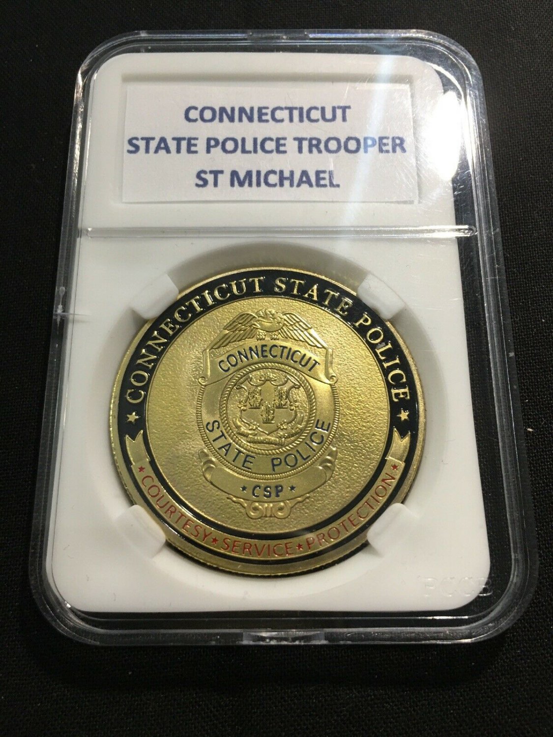 CONNECTICUT STATE POLICE TROOPER ST MICHAEL Challenge Coin 40mm with ...