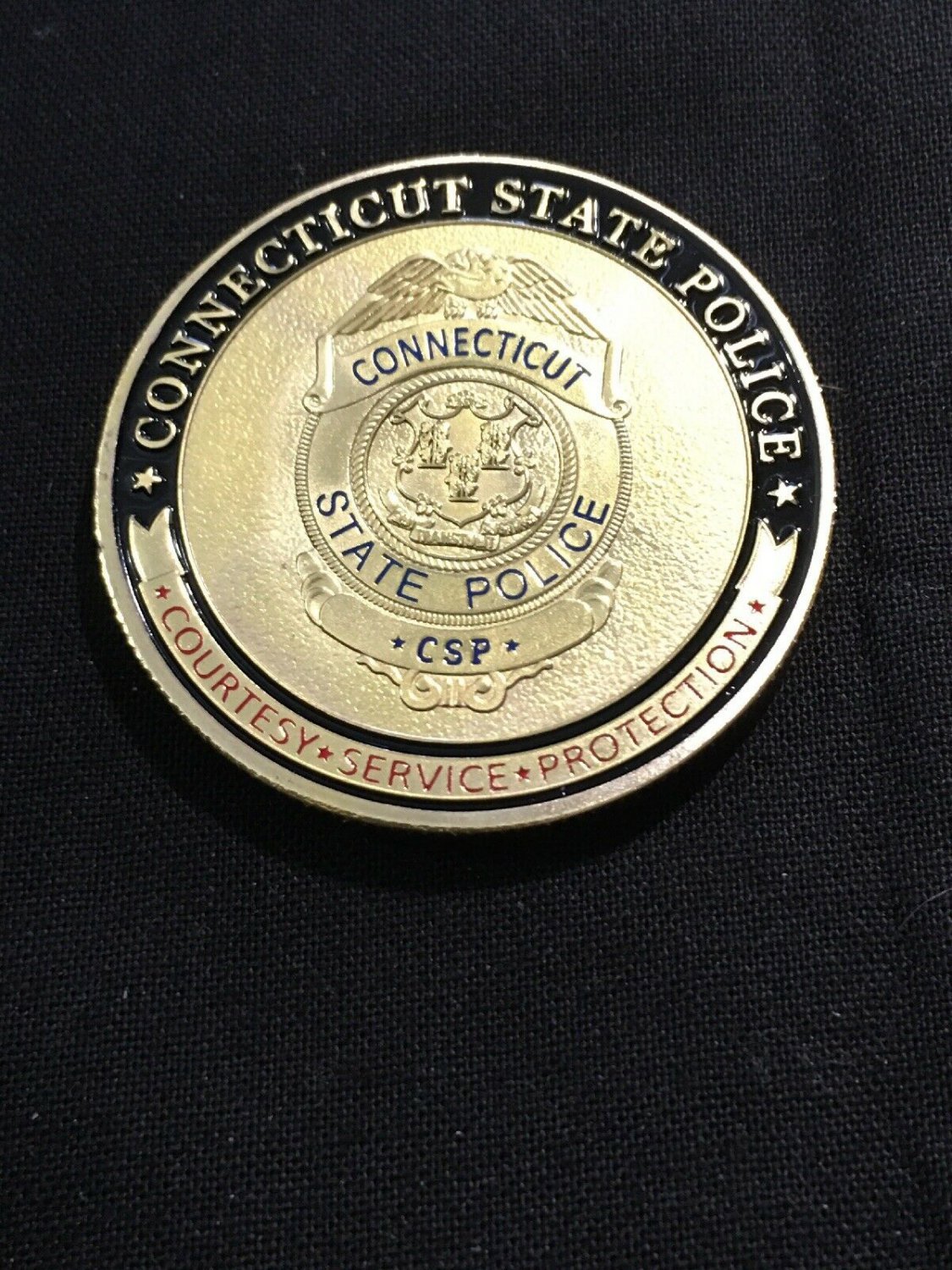 CONNECTICUT STATE POLICE TROOPER ST MICHAEL Challenge Coin 40mm with ...