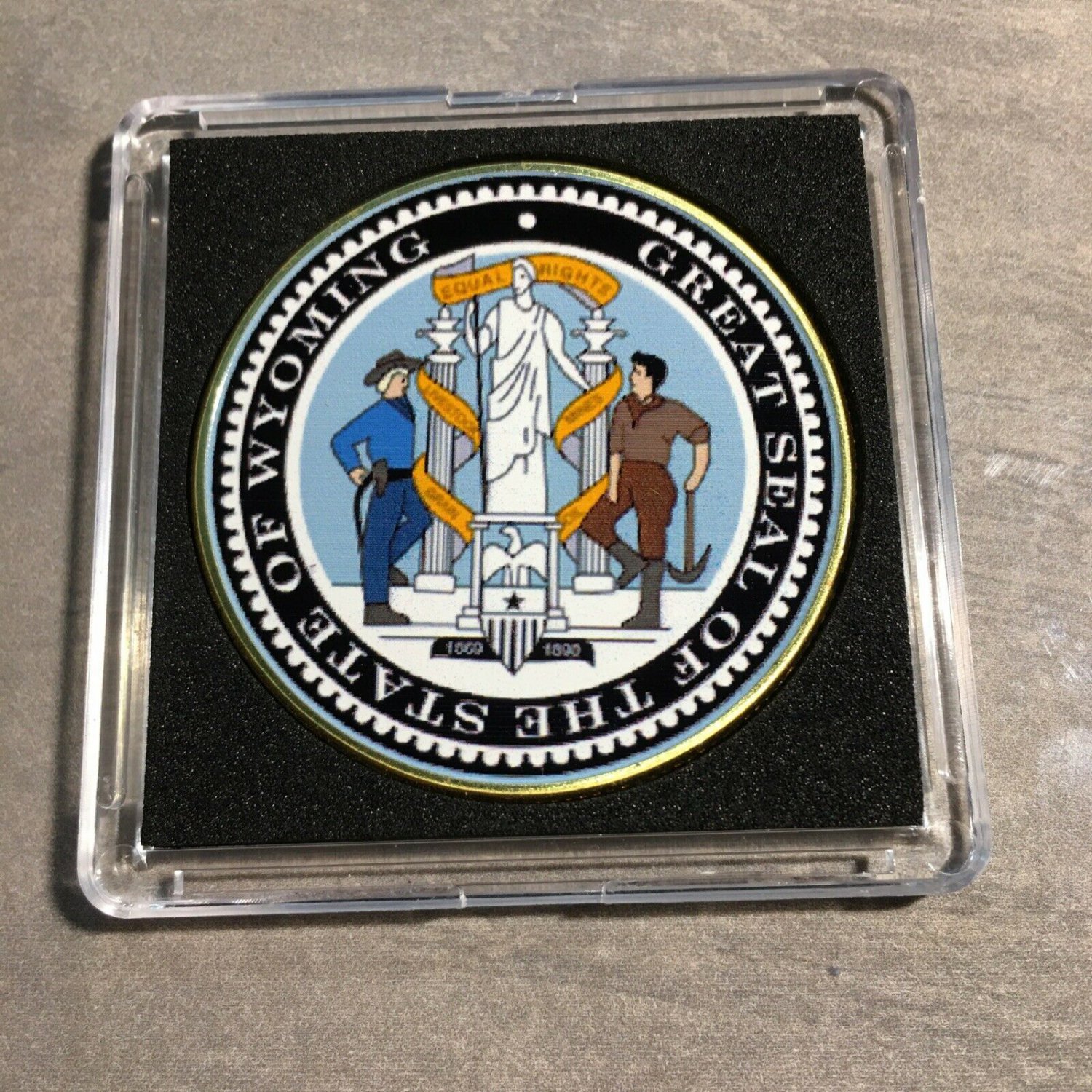 WYOMING State Seal Challenge Coin Colorized USA w/Case #350