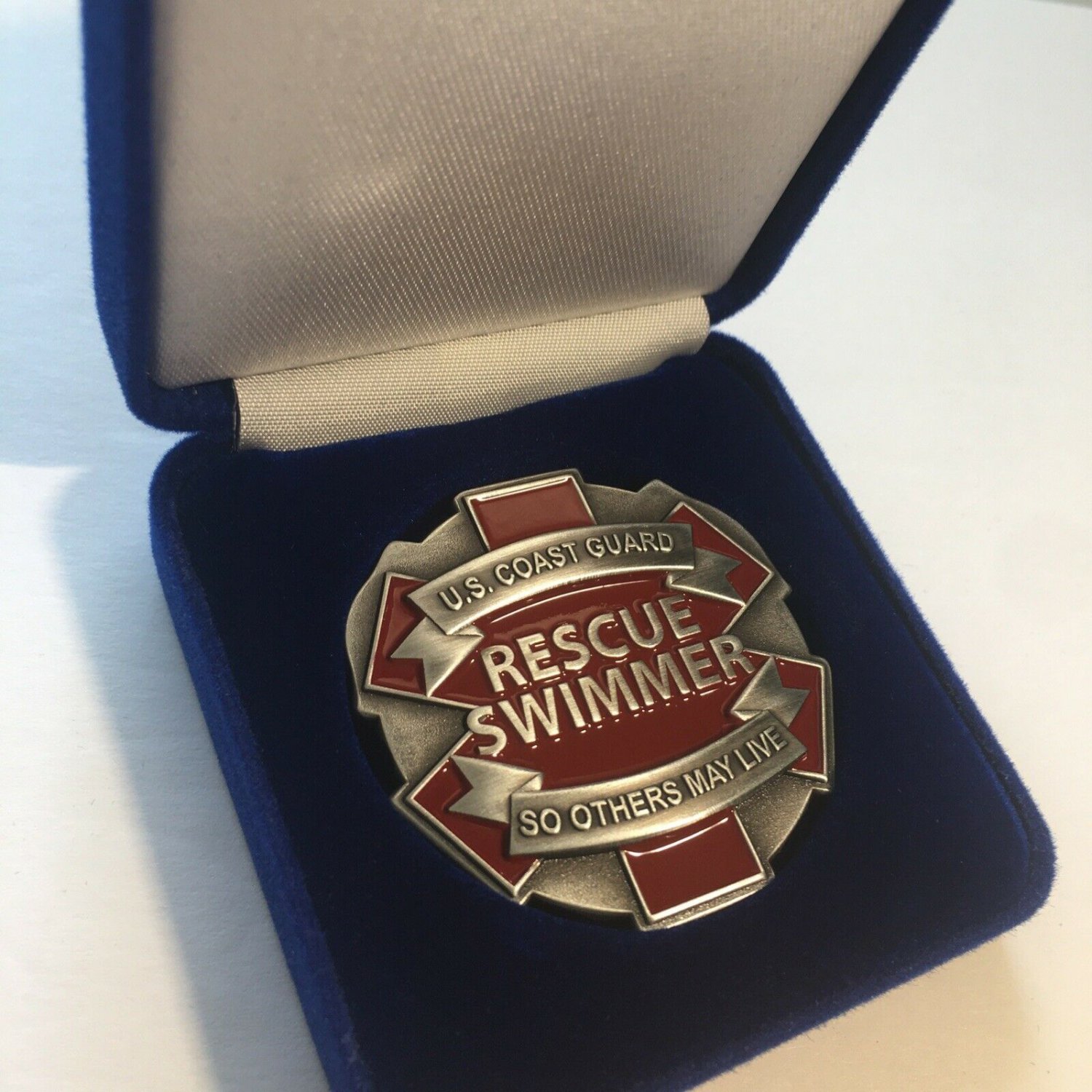 US COAST GUARD CHALLENGE COIN USCG "RESCUE SWIMMER" Large 45mm w/Box