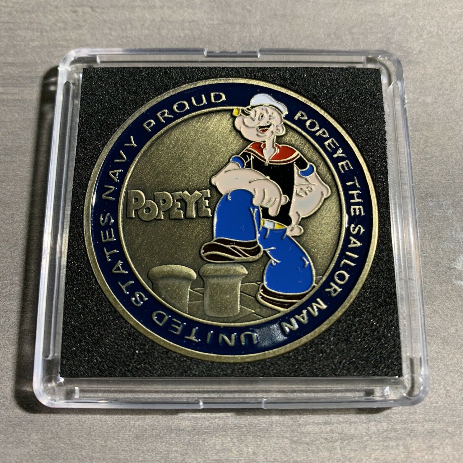 CHALLENGE COIN USN POPEYE US Navy Proud Premium Grade 40mm with Case - NEW!