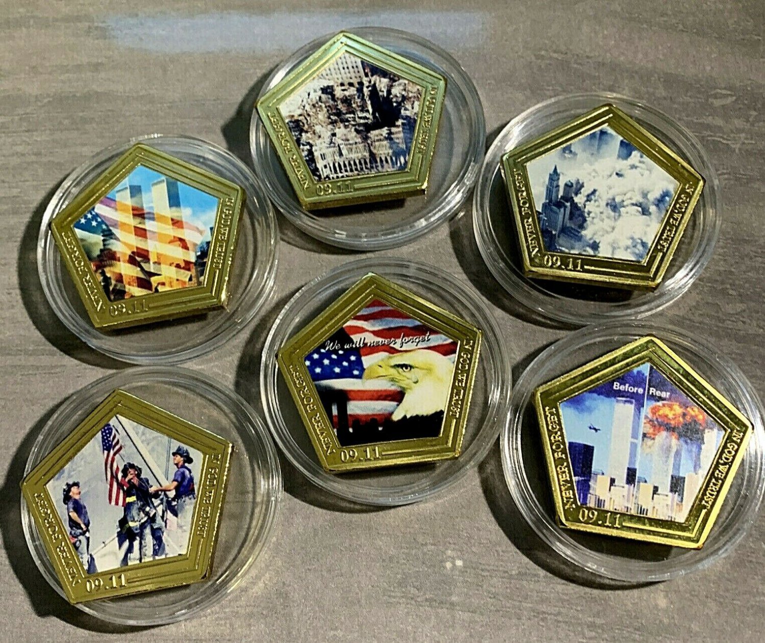 9/11 Challenge Coin Set of 6 20th Anniversary "NEVER FORGET" Pentagon ...