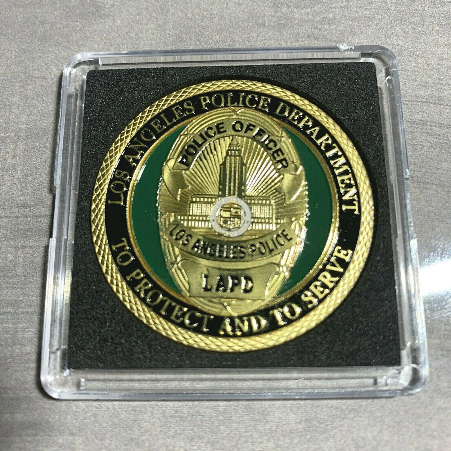 LOS ANGELES LAPD POLICE GOLD FINISH DEPARTMENT Challenge Coin 40mm w CASE!