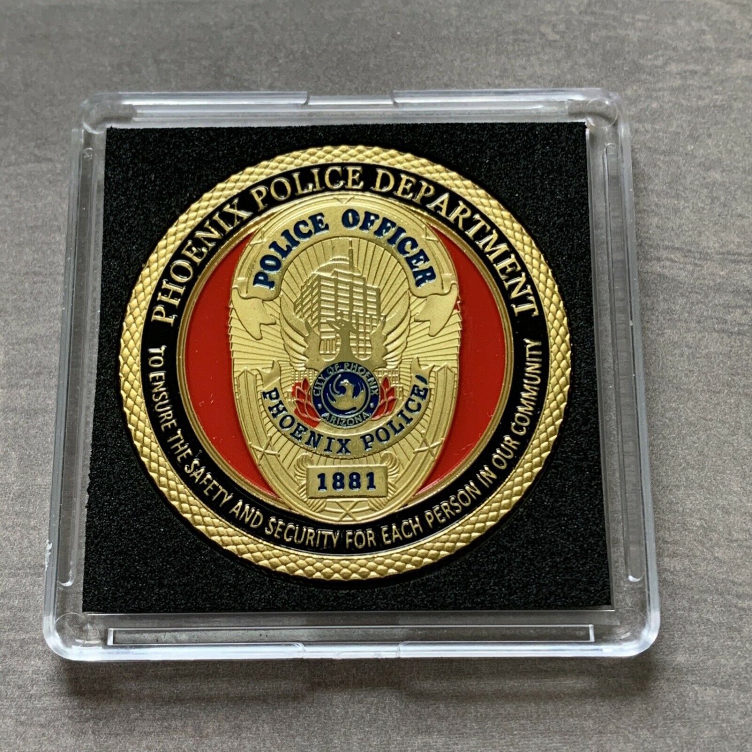 PHOENIX ARIZONA POLICE Officer Challenge Coin Gold Finish with Case