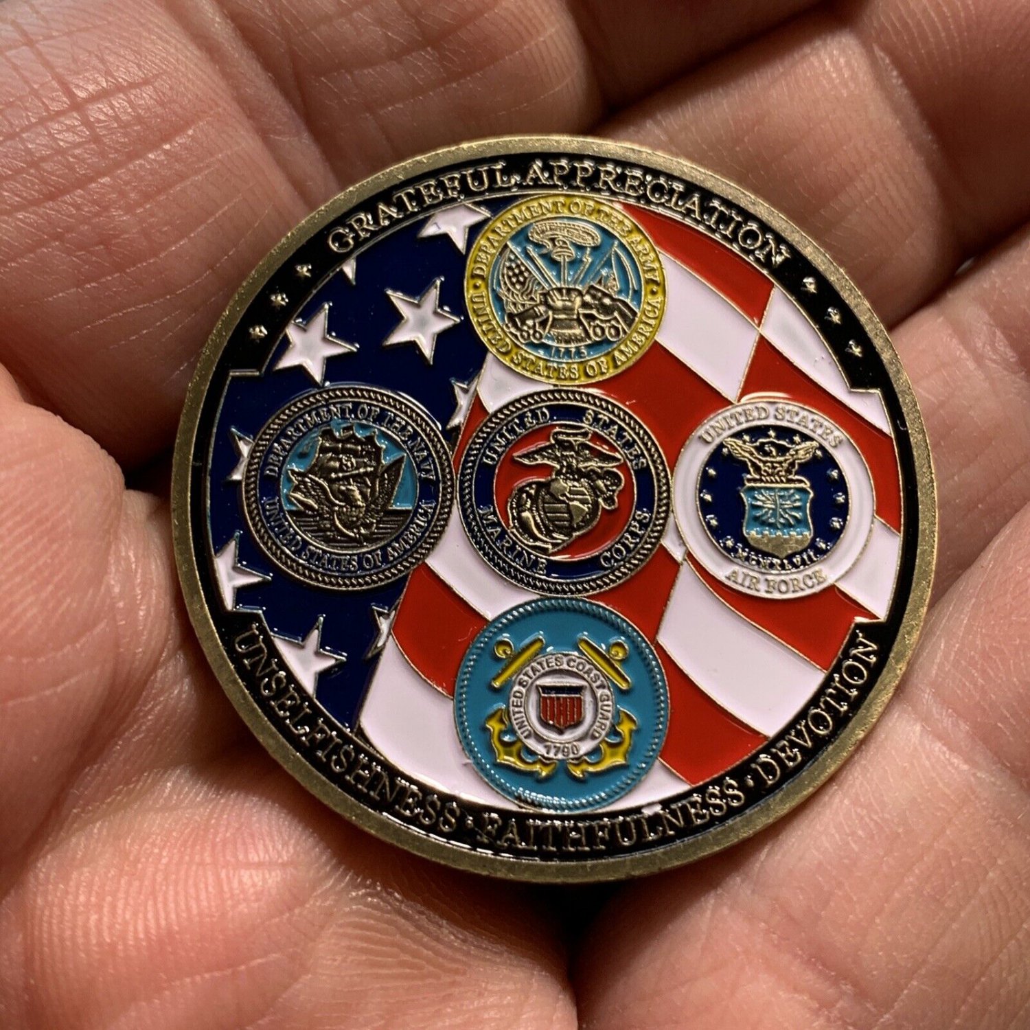 US Military Eagle Challenge Coin "THANK YOU" ARMY-NAVY- AIR FORCE COAST ...