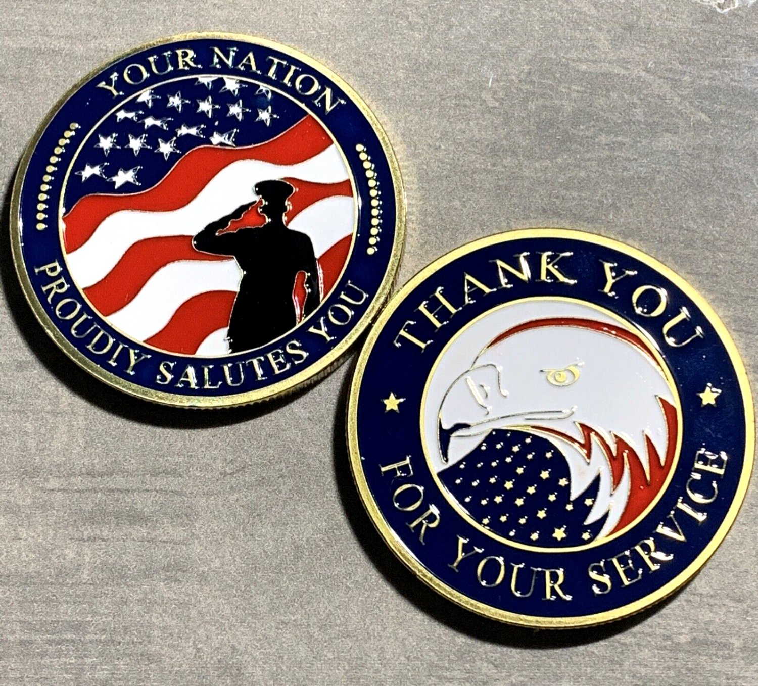 US Military Eagle Challenge Coin "THANK YOU" NAVY-ARMY- AIR FORCE COAST ...