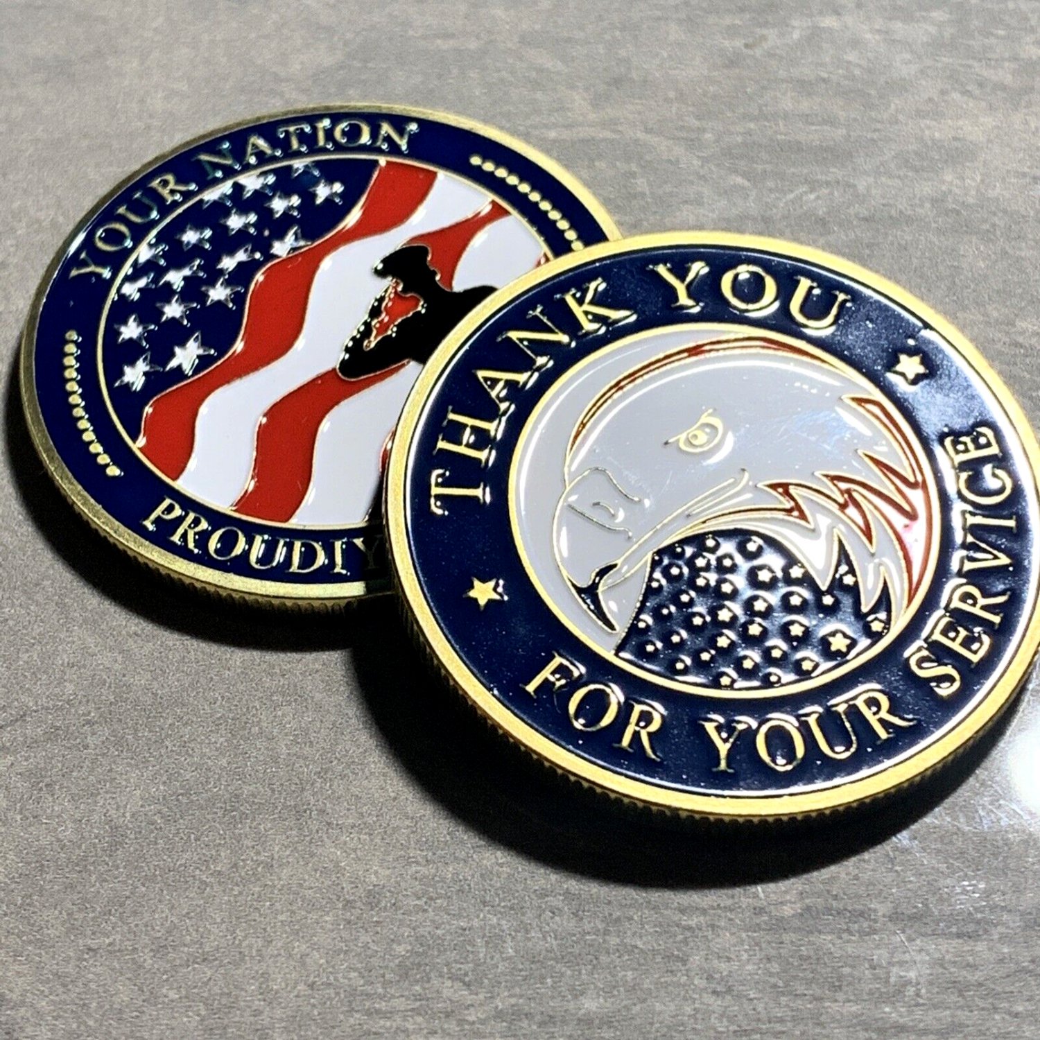 US Military Eagle Challenge Coin "THANK YOU" NAVY-ARMY- AIR FORCE COAST ...