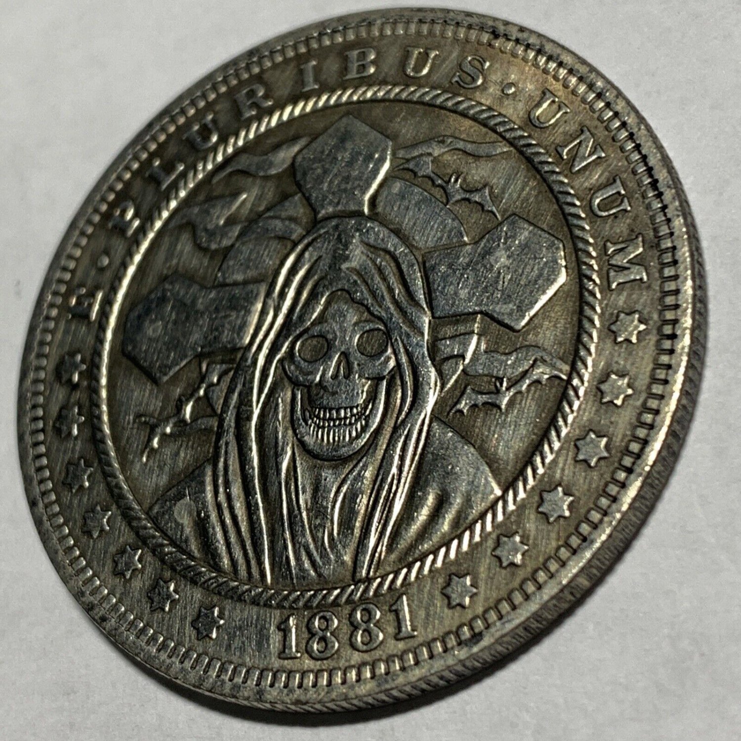 GRIM REAPER CELTIC CROSS Skull Novelty Good Luck Heads Tails Challenge Coin