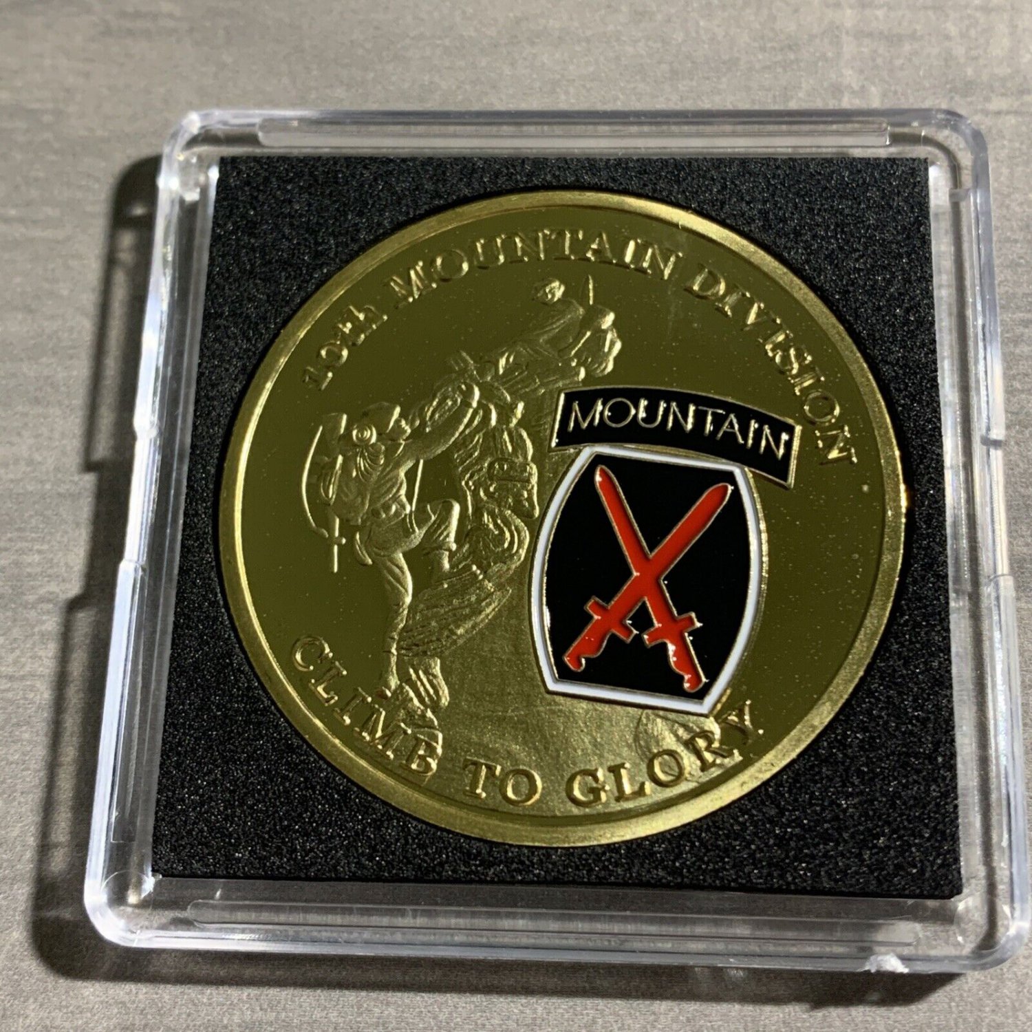 10th Mountain Division Challenge Coin -US Army "Climb To Glory" w/ Case ...