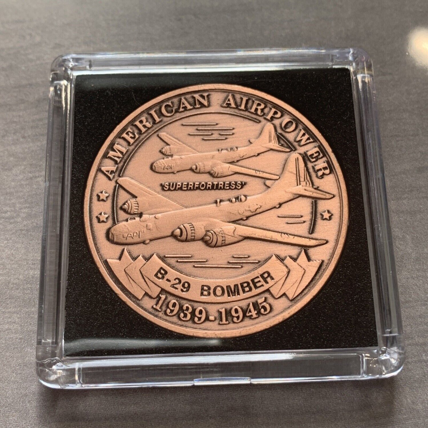 WW2 USAF B- 29" SUPERFORTRESS" Challenge Coin w/Case FREE SHIPPING