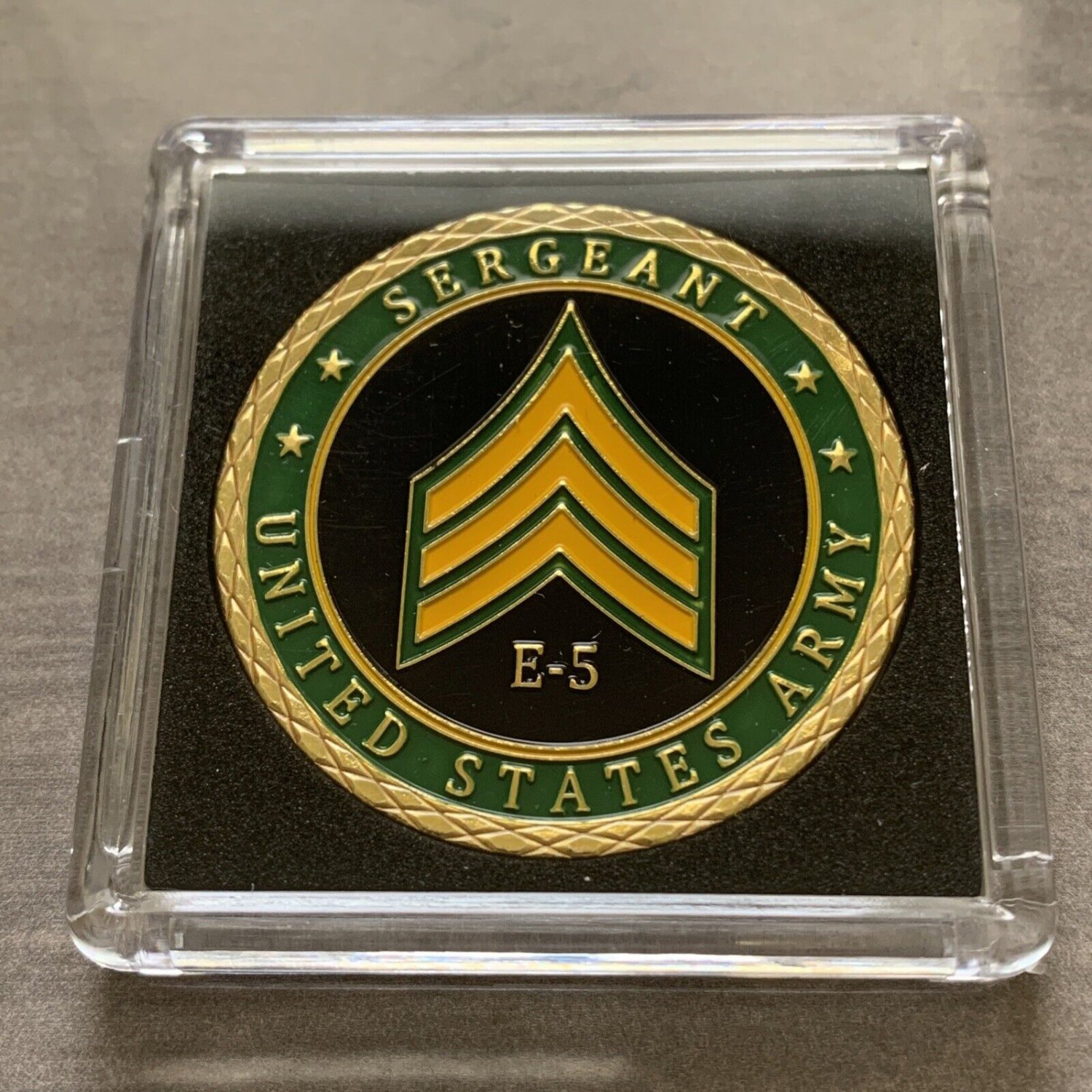 UNITED STATES ARMY - Rank SERGEANT E-5 Challenge Coin with Case