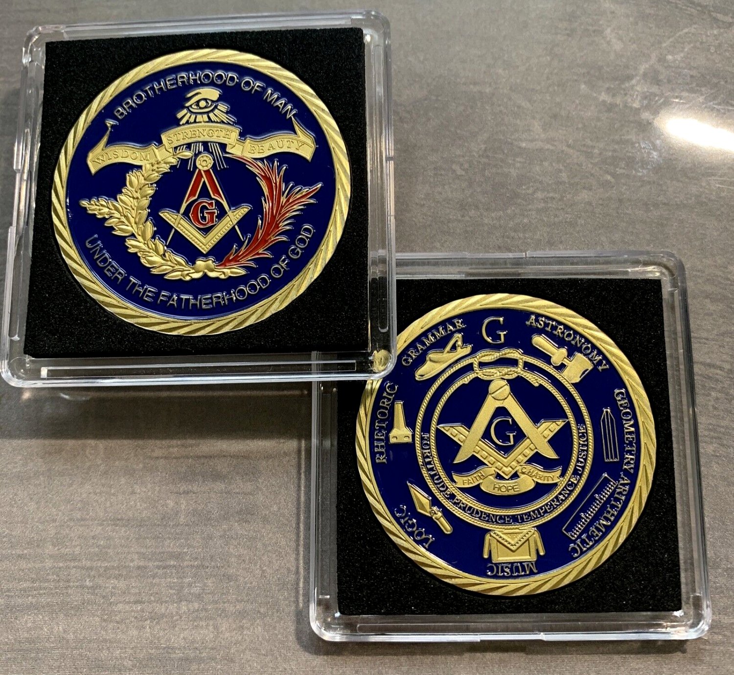 Freemason Challenge Coin Masonic Templar Brotherhood w Case-FREE SHIPPING