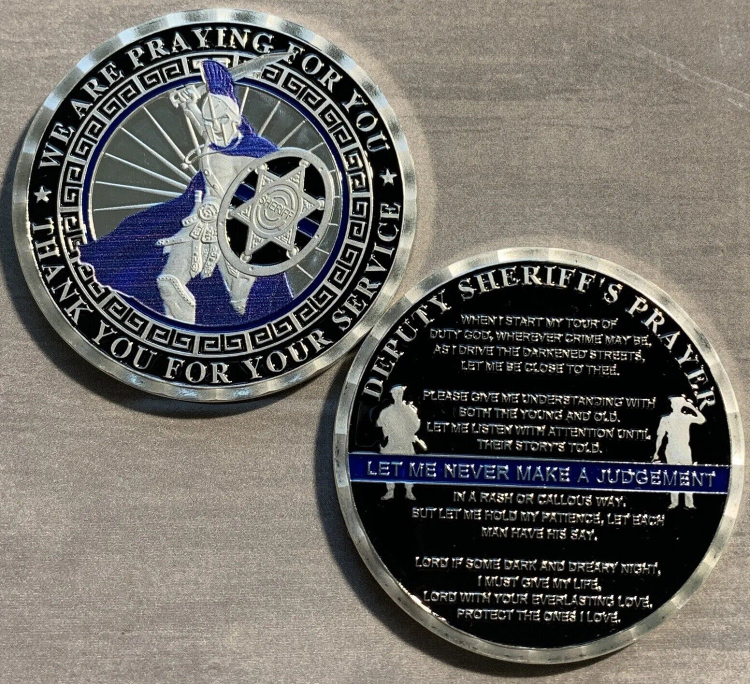 Sheriff Deputy Challenge Coin Spartan Blue Lives Matter Police Prayer ...